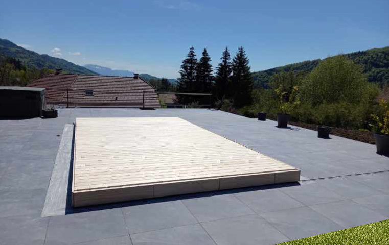 L'installation de votre Terrasse Mobiles DIBLUE sur votre bassin